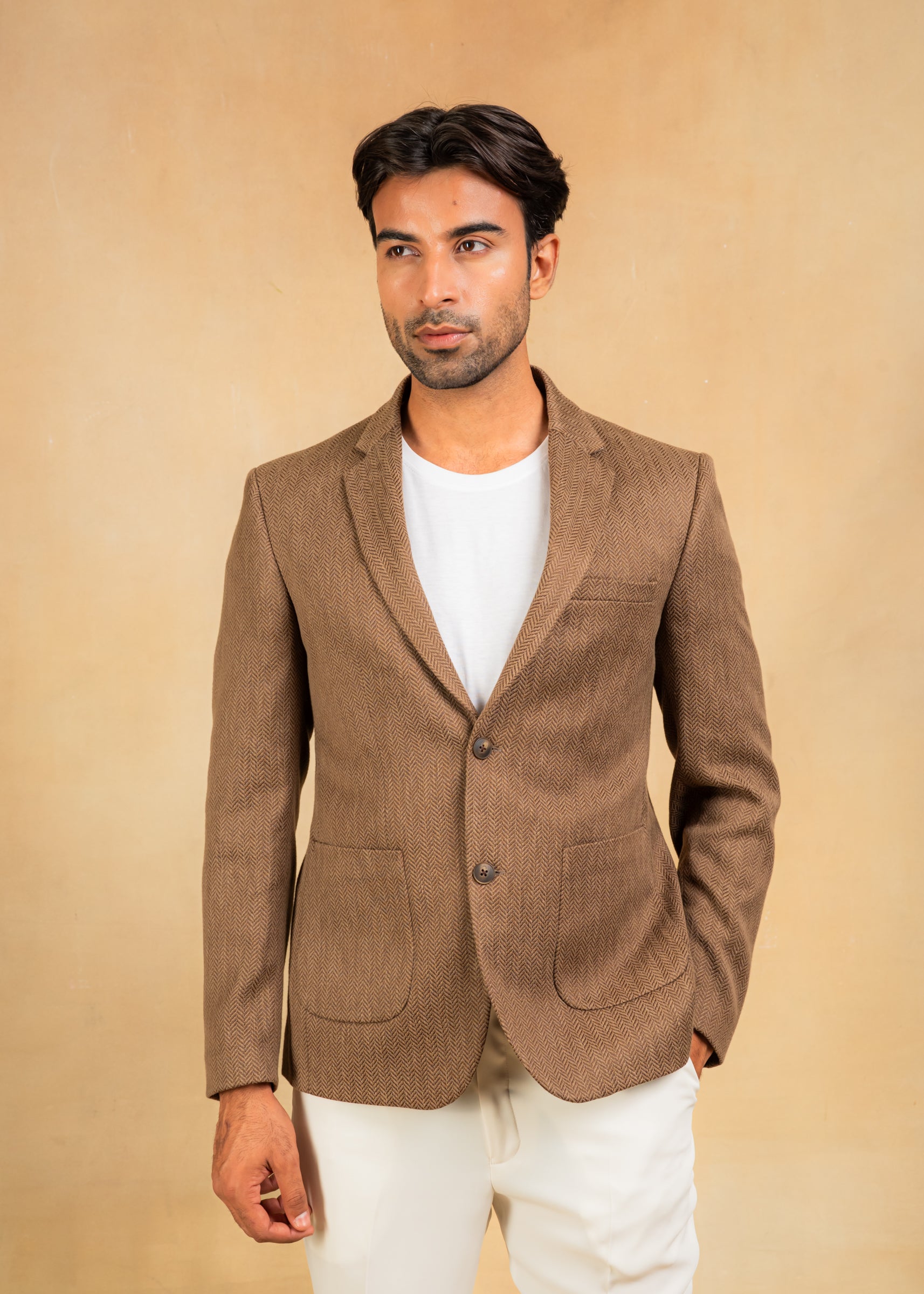 Brown herringbone blazer – Bonsoir