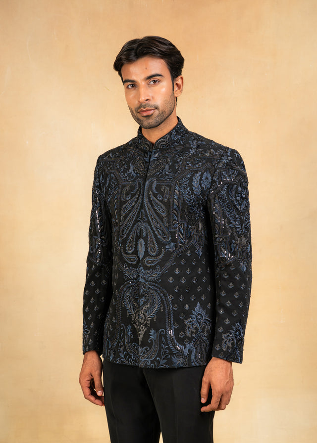 designer dual tone bandhgala with hand embroidery – Bonsoir